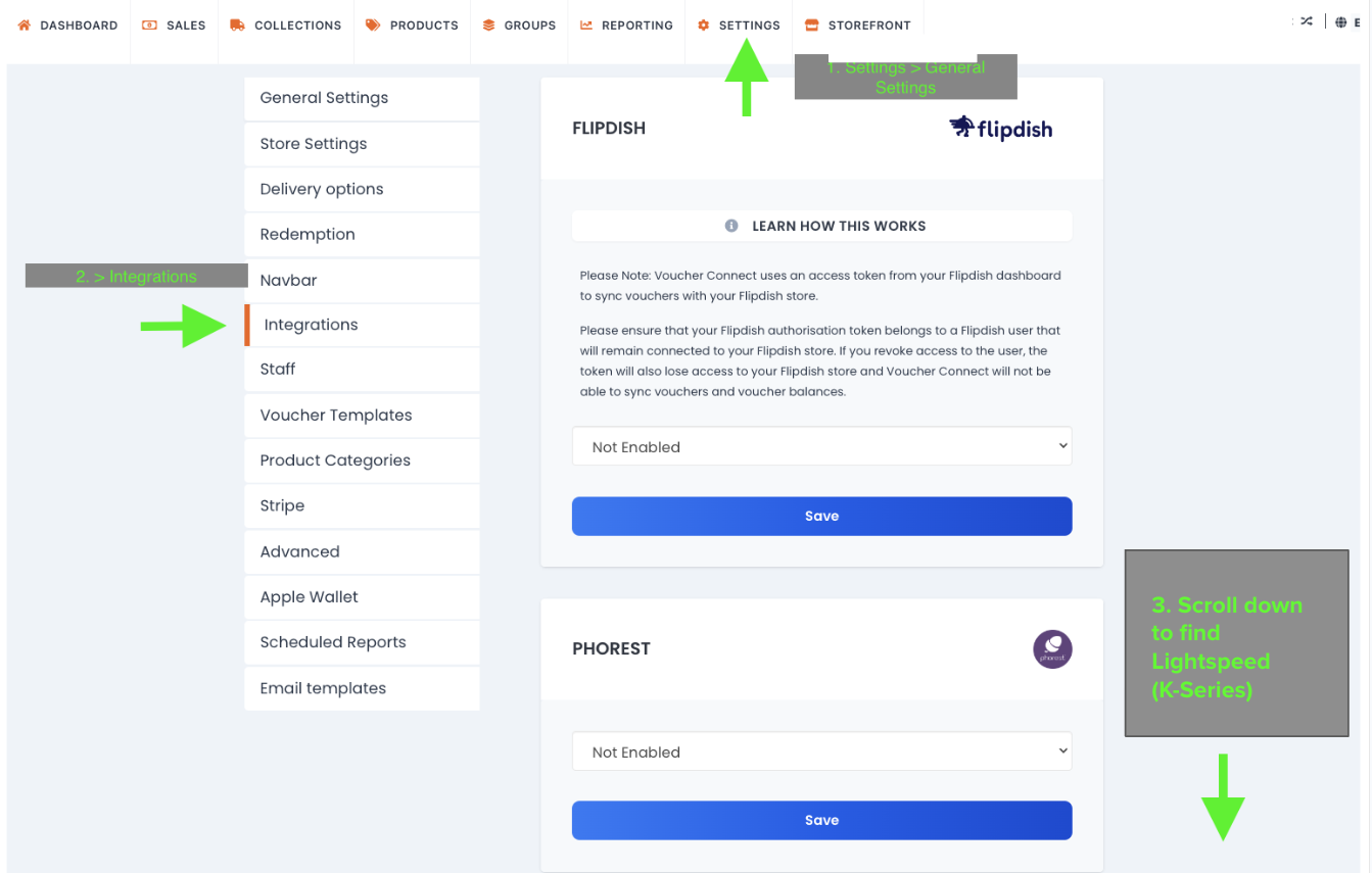 Activate Lightspeed K-Series Integration - Voucher Connect